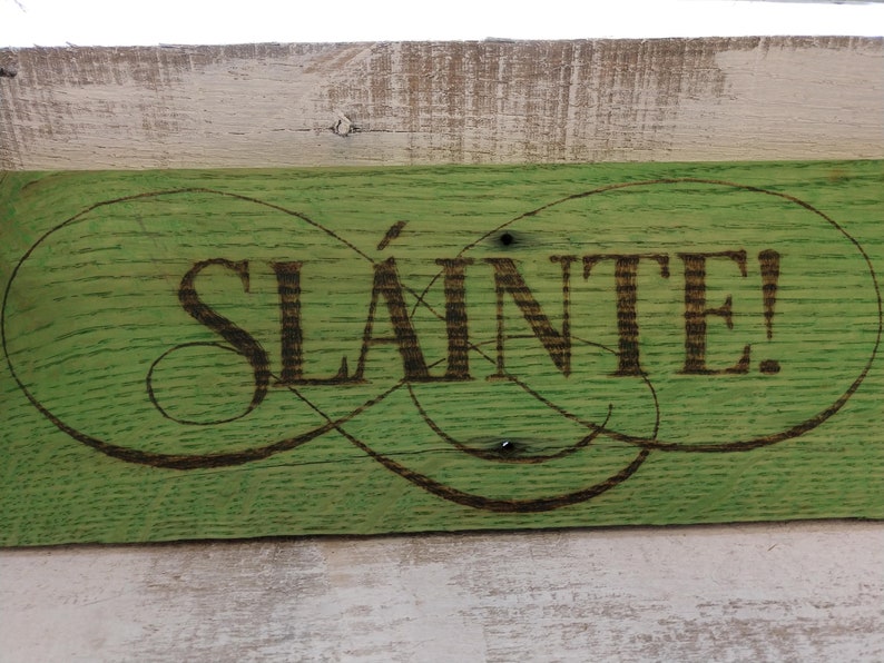 Sláinte Hand Wood Burned Sign | Etsy