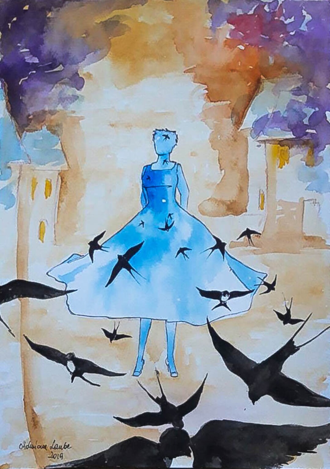 PIECE OF HEAVEN - Watercolor With the Addition of the Artist Adriana ...
