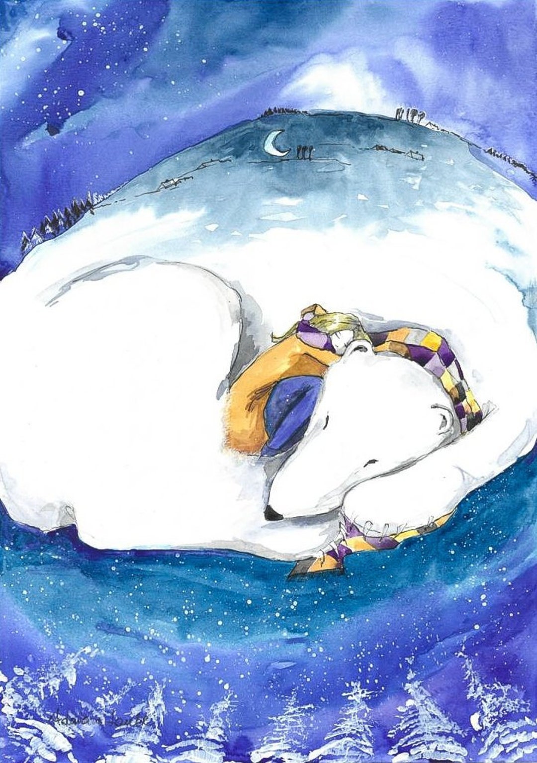 WINTER SLEEP - Watercolor by Artist Adriana Laube - Fairy-tale Painting ...