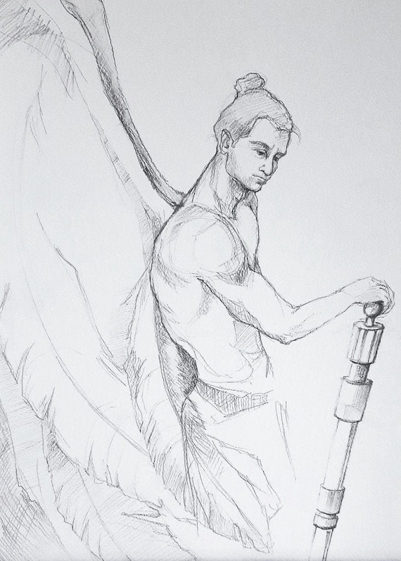 Male Guardian Angel Drawing