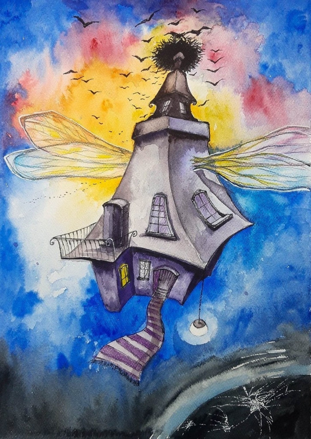 House of the Northern Witch Watercolor by Artist Adriana Laube Fairy ...