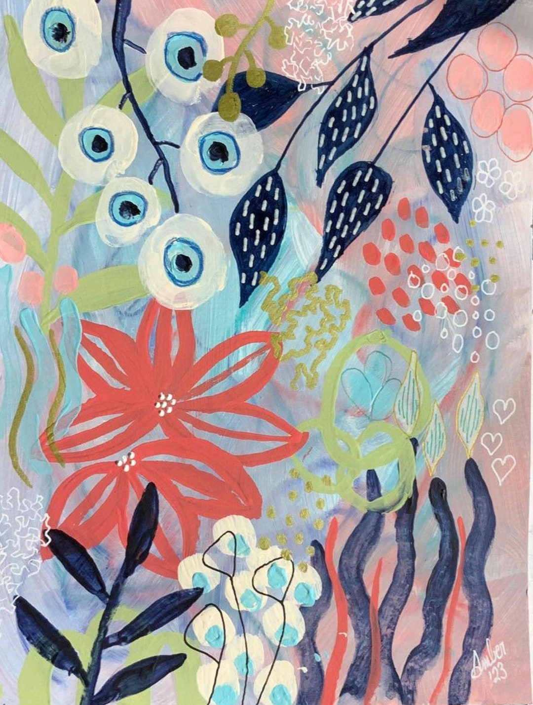 9"x12" Original Abstract Multicolor Wall Art Mixed Media - Etsy