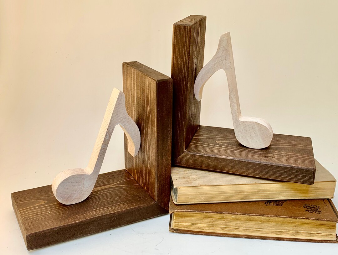 Wooden Music Note Bookends White Bookends Piano Teacher Gift Music Gift ...