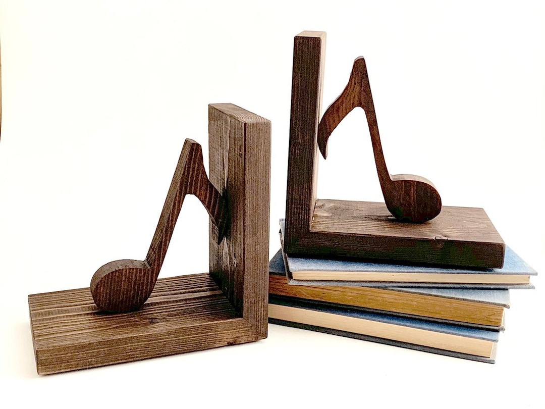Handmade Music Note Bookends: Dark Walnut Pinewood Set - Etsy