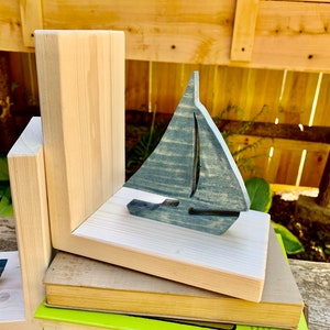 Boat Bookends White and Navy | Nautical Bookends | Boat and Anchor ...