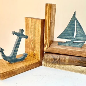 Boat Bookends White and Navy | Nautical Bookends | Boat and Anchor ...