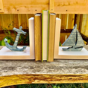 Boat Bookends White and Navy | Nautical Bookends | Boat and Anchor ...