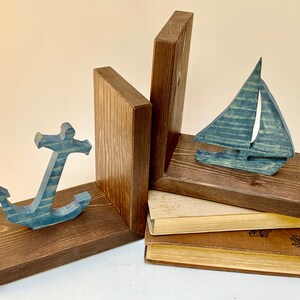Boat Bookends White and Navy | Nautical Bookends | Boat and Anchor ...