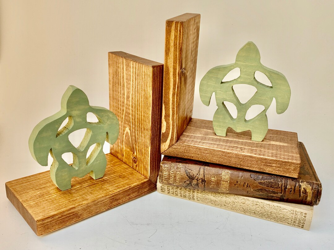 Turtle Bookends Sage on Dark | Sea Turtle Bookends | Sea Life Bookends ...