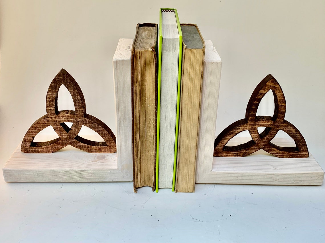 White Celtic Knot Bookends Infinity Knot Wooden Love | Etsy