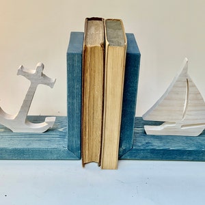 Boat Bookends White and Navy | Nautical Bookends | Boat and Anchor ...