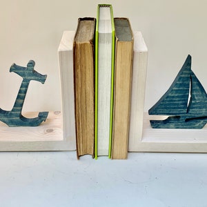 Boat Bookends White and Navy | Nautical Bookends | Boat and Anchor ...