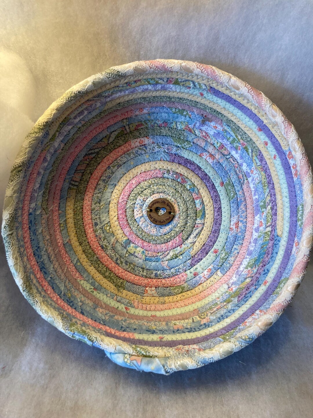 Extra Large Pastel Fabric Bowl, Rope Bowl, Coiled Rope Basket, Rag ...