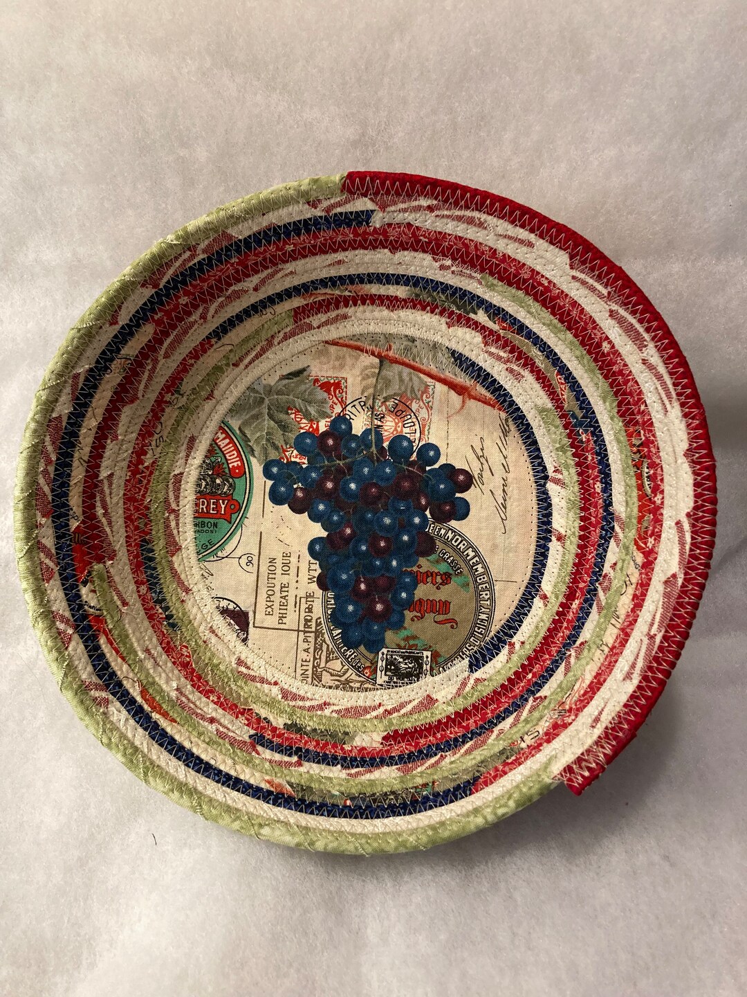 Amazing Wine Themed Fabric Scrap Bowl, Wine Cork Storage, Fabric Coiled ...