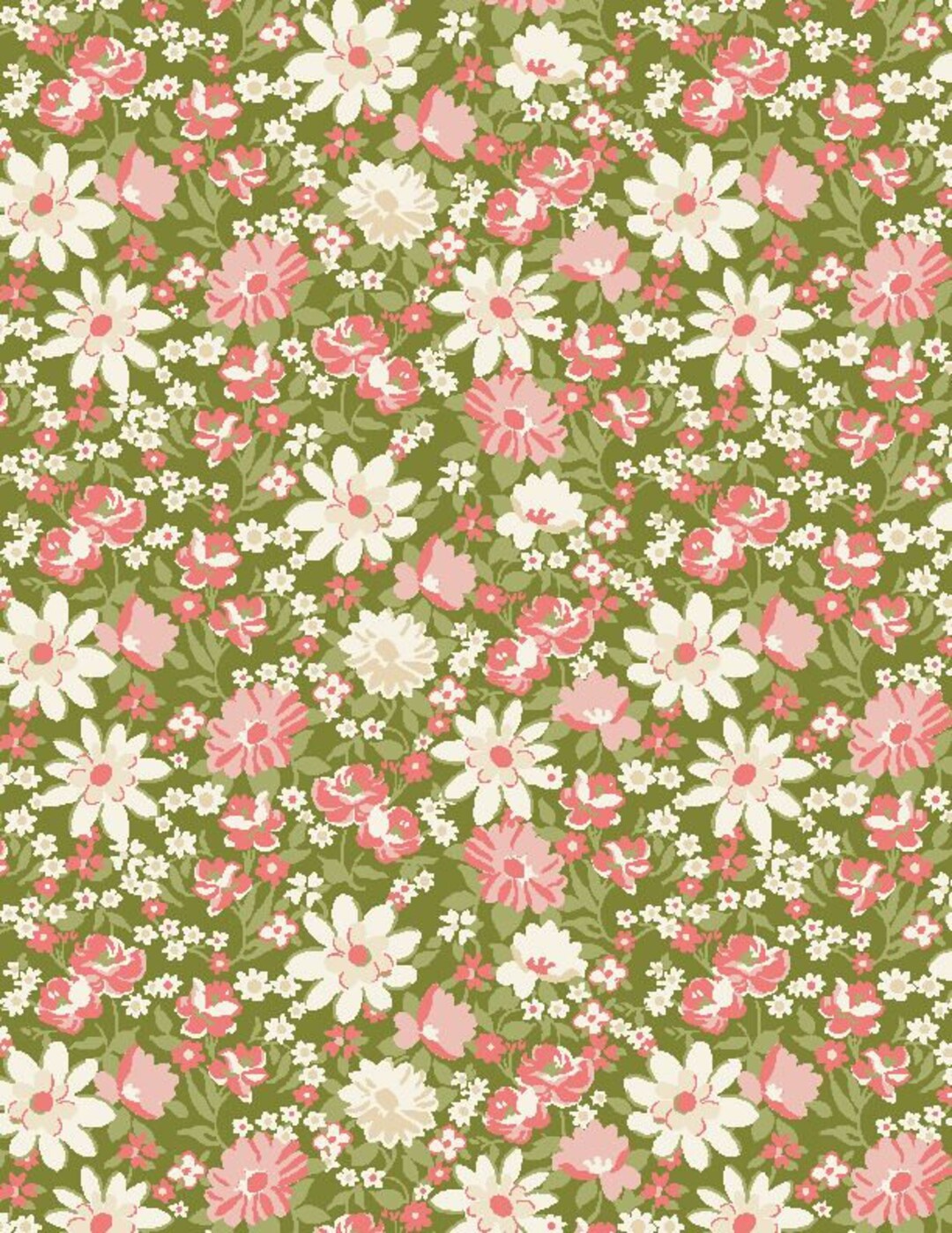 Packed Floral Green Fabric by Wilmington Prints - Etsy