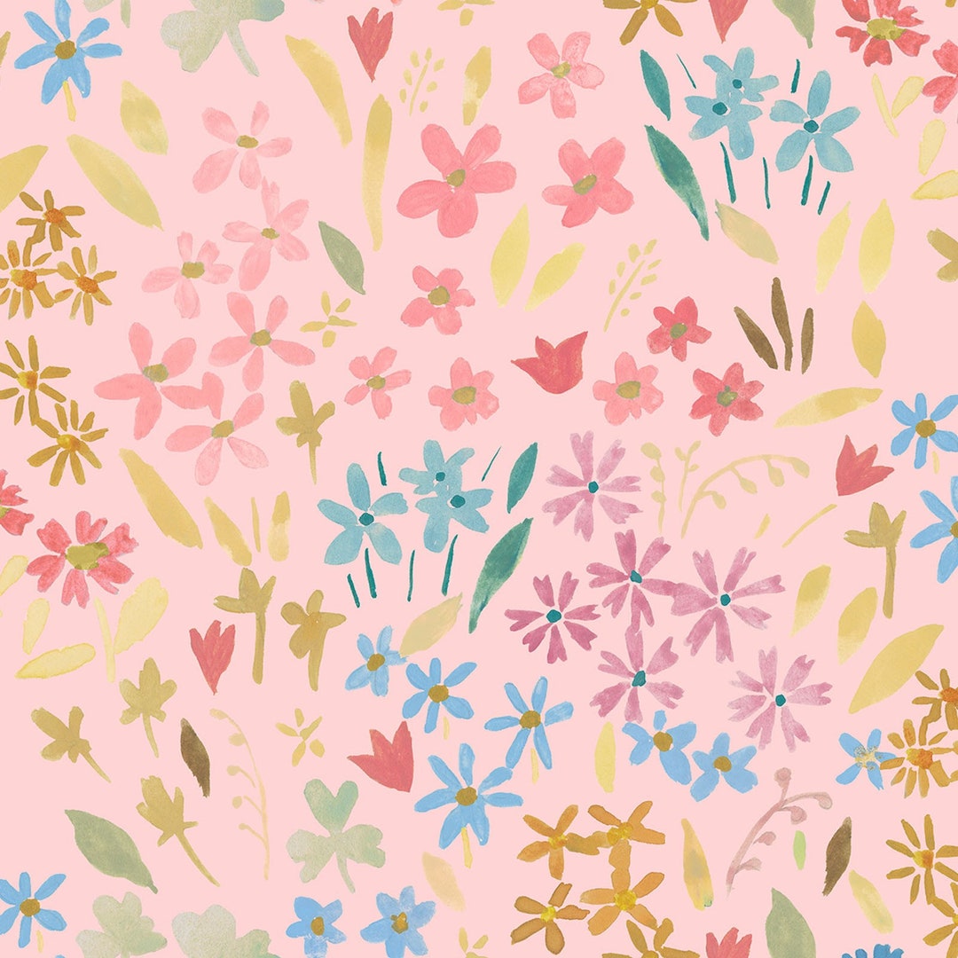 Cara Coral Pink Ally Floral Fabric by Lewis & Irene - Etsy