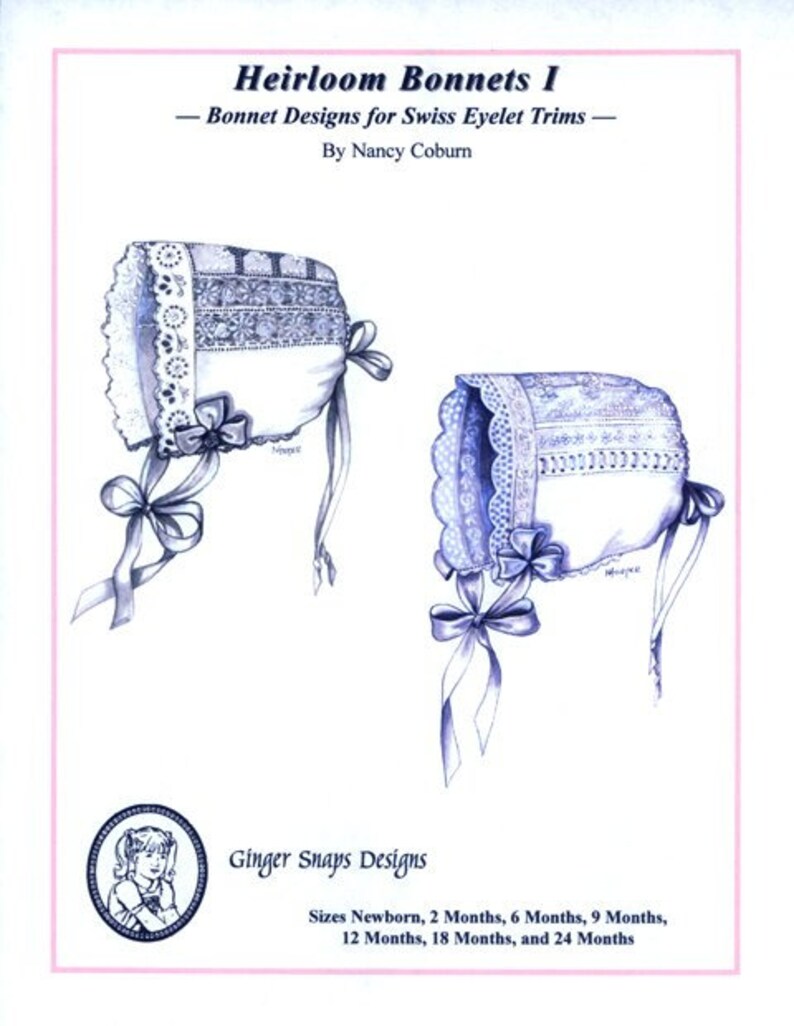 Heirloom Bonnets I Patterns by Ginger Snaps Designs | Etsy
