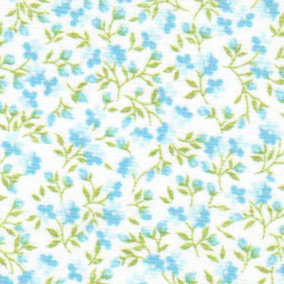 Turquoise Floral Fabric by Fabric Finders - Etsy