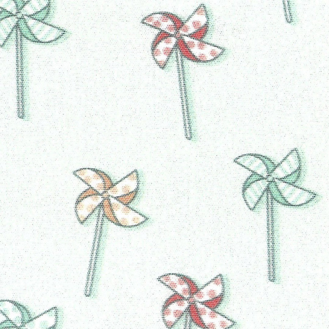 Pinwheel Fabric: Green, Red, and Orange by Fabric Finders - Etsy
