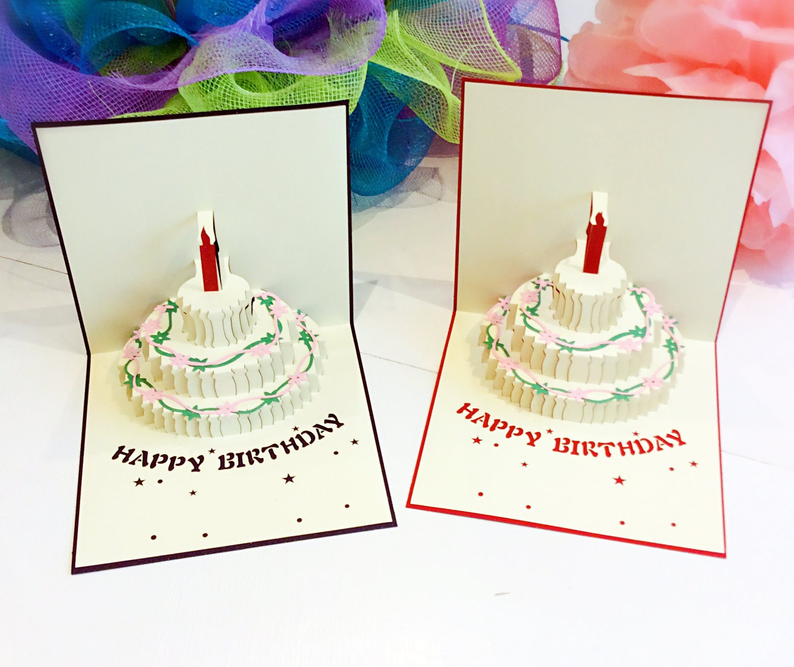 Pop up Birthday card 3D birthday card available in 2 colours | Etsy