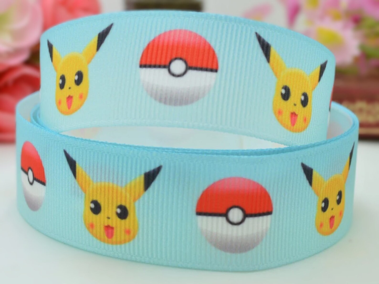 Pokémon style ribbon Pikachu ribbon 22mm wide ribbon 100% | Etsy