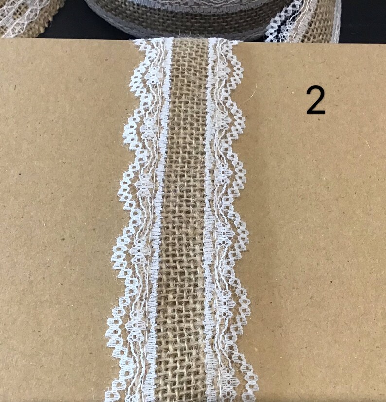 Hessian and Lace trims available in 5 designs sold per metre. | Etsy