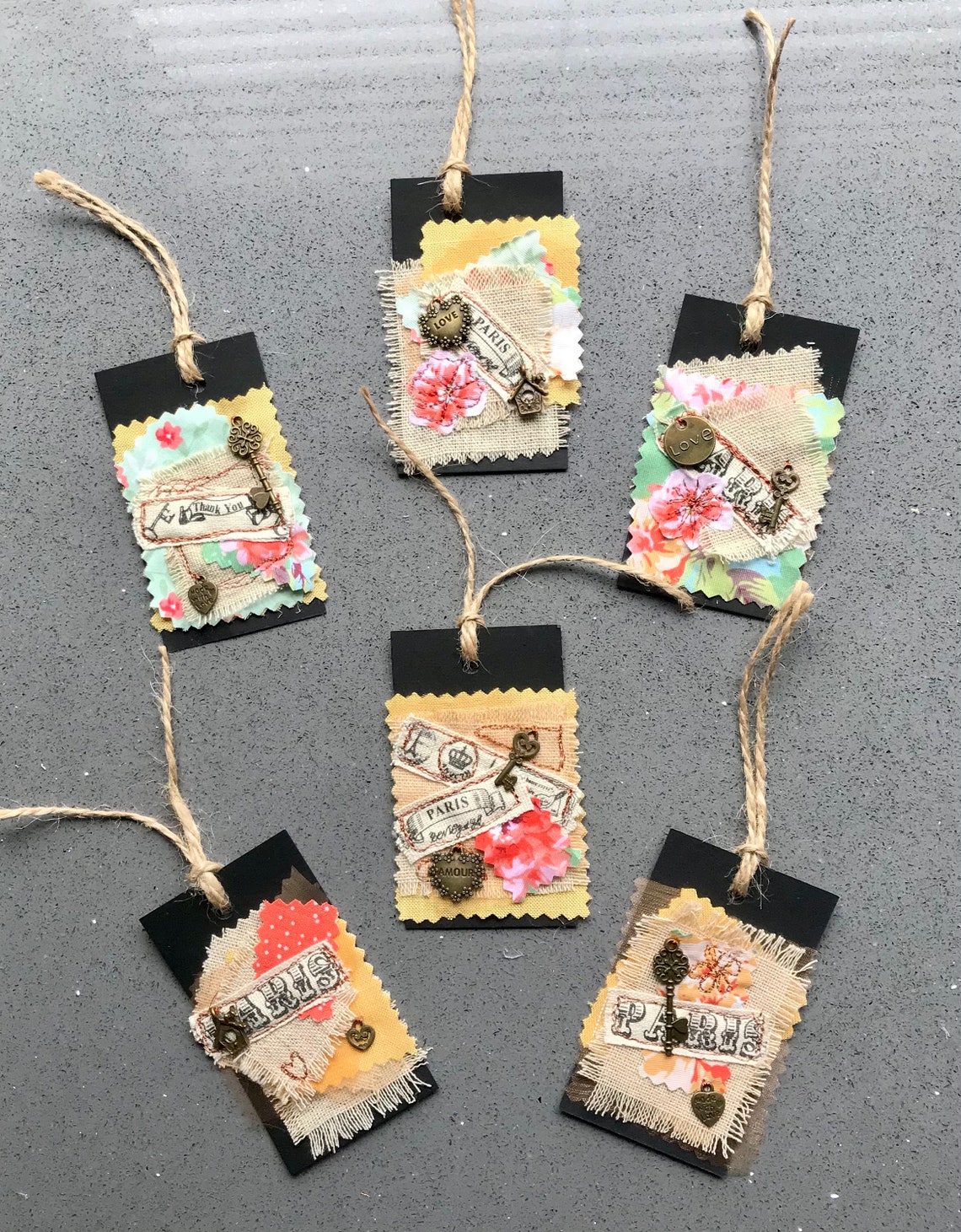 6 x handmade Junk journal tags /Handmade Gift Tags/ craft tags | Etsy