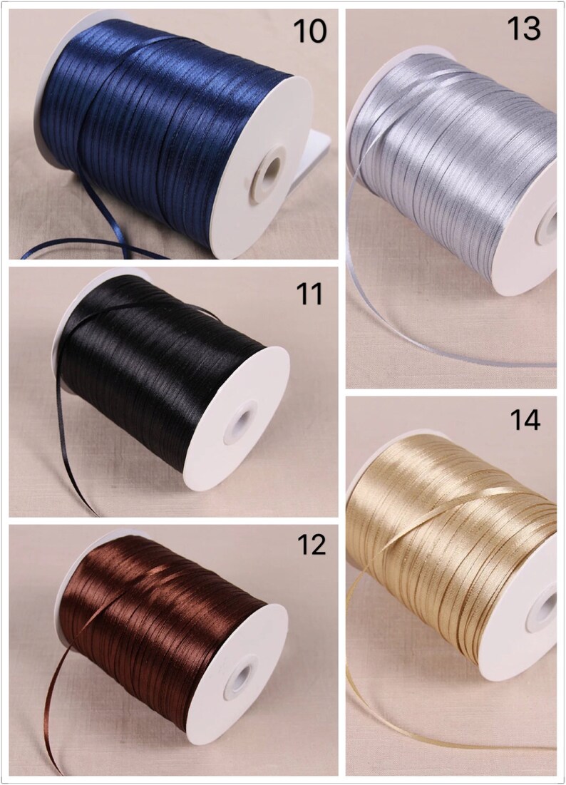 Satin Ribbon 4mm satin ribbon available in 14 beautiful | Etsy