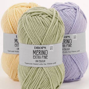 Garnstudio Drops Merino Extra Fine DK Yarn8ply, 100% Wool, Knitting ...