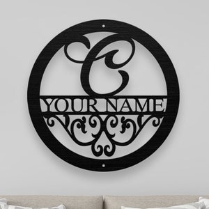 CUSTOM Metal Circle Monogram - Etsy