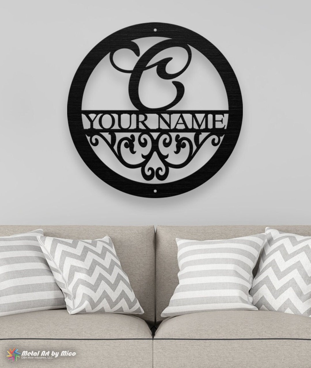 CUSTOM Metal Circle Monogram - Etsy