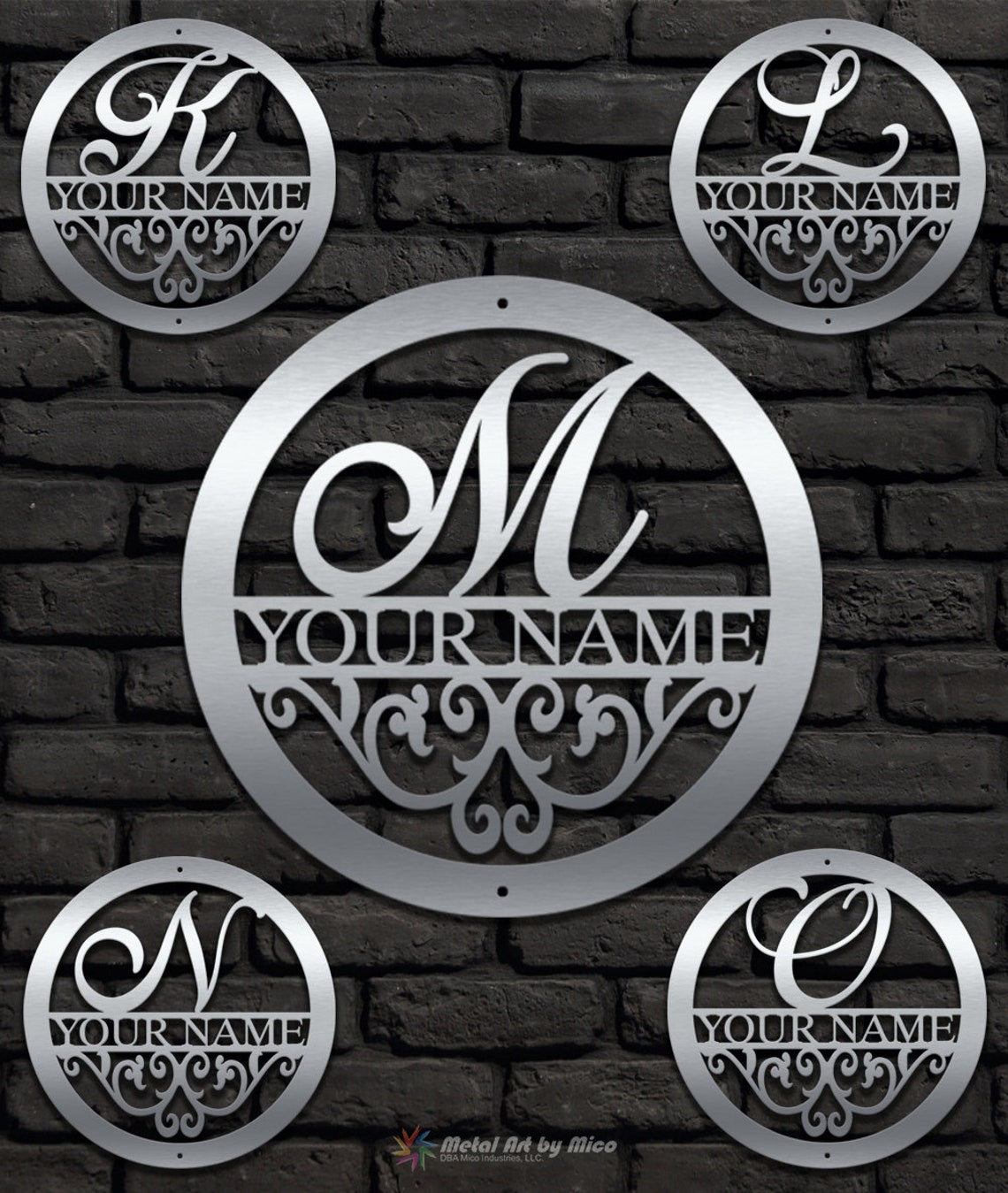 CUSTOM Metal Circle Monogram - Etsy