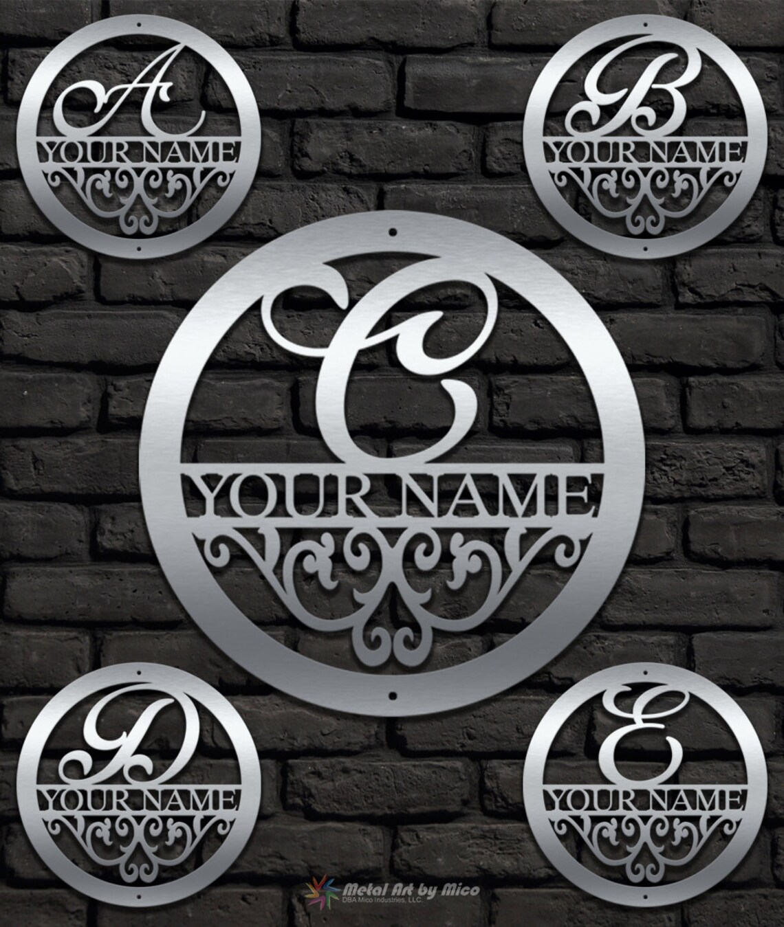 CUSTOM Metal Circle Monogram - Etsy