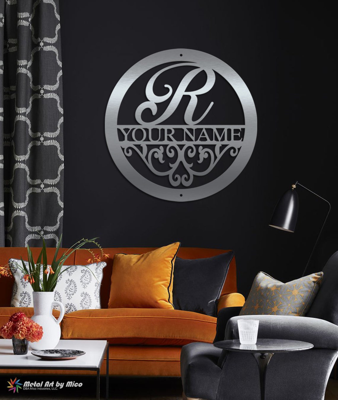 CUSTOM Metal Circle Monogram - Etsy