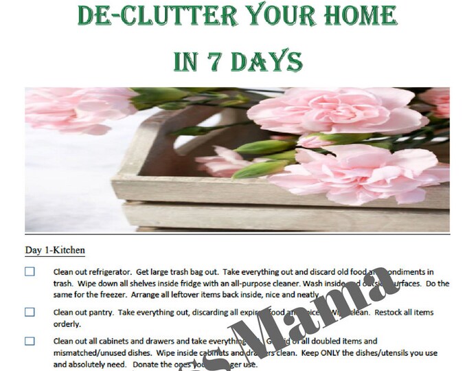 Declutter Your Home in 7 Days Checklist Organize Your Home - Etsy