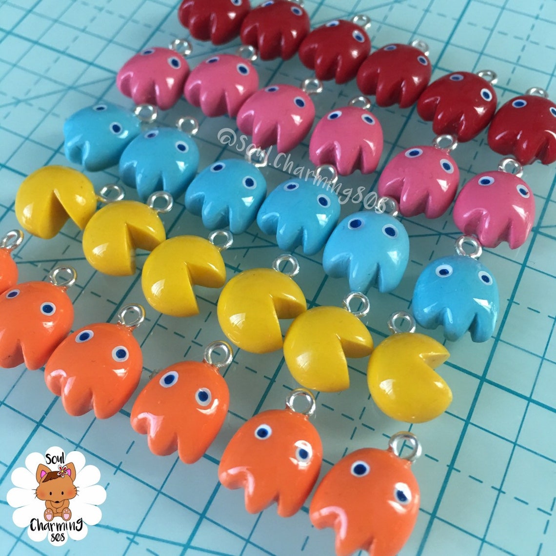 Pac-man Charm Set 5 Pc - Etsy