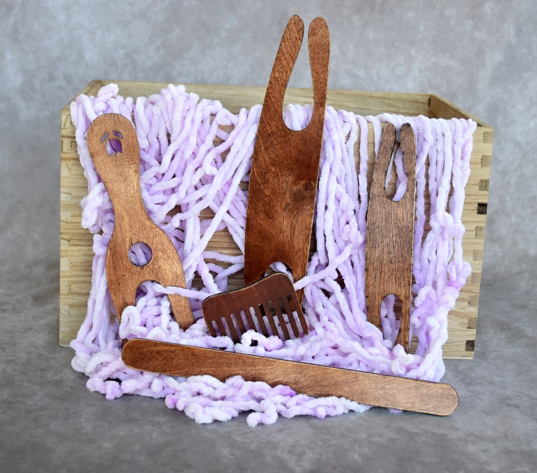 Artisan Weaving Accessory Kit Handcrafted Beech Plywood Tools Includes ...