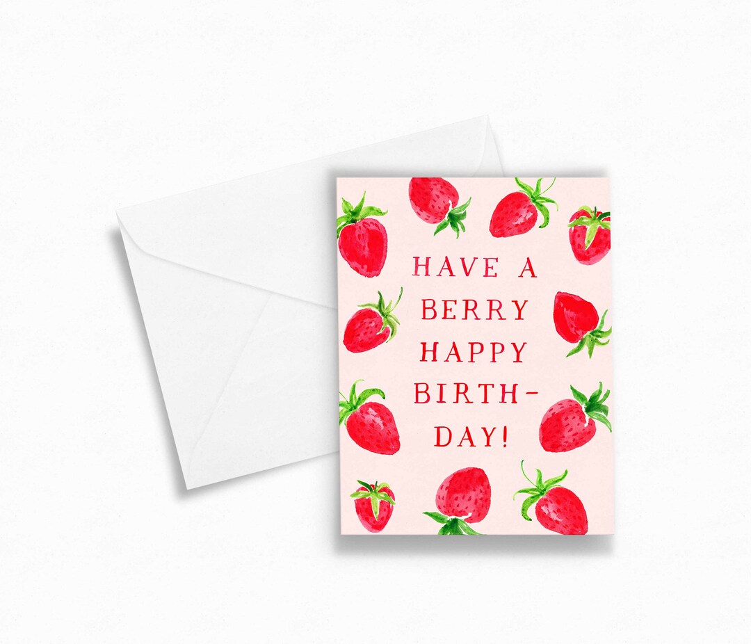 Berry Happy Birthday Card - Etsy