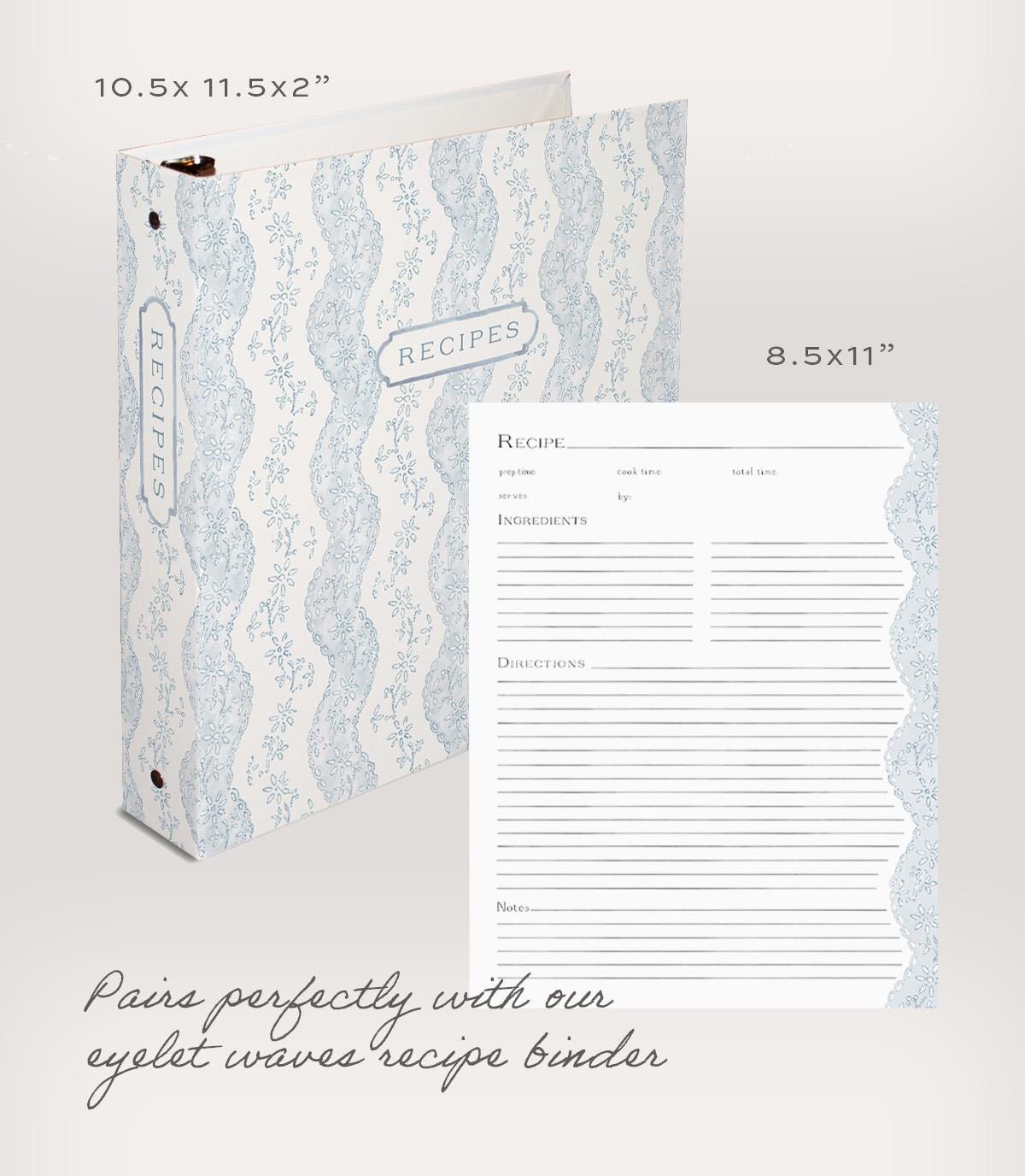 Recipe Binder Filler Pages: Eyelet Waves, Elegant Cottage Core Lace ...