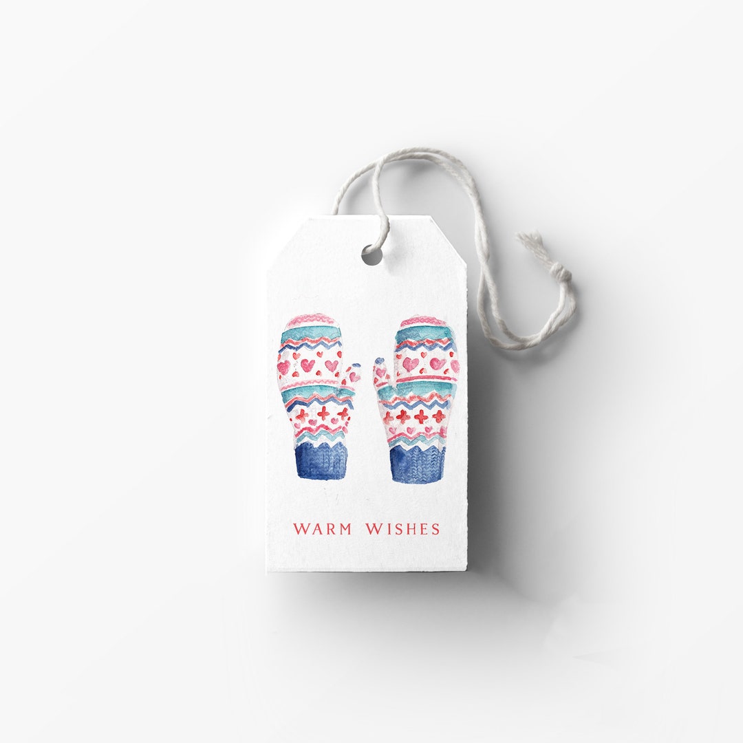 Mitten Gift Tags - Warm Wishes, Christmas Gift Tags, Holidays Gift Tags ...