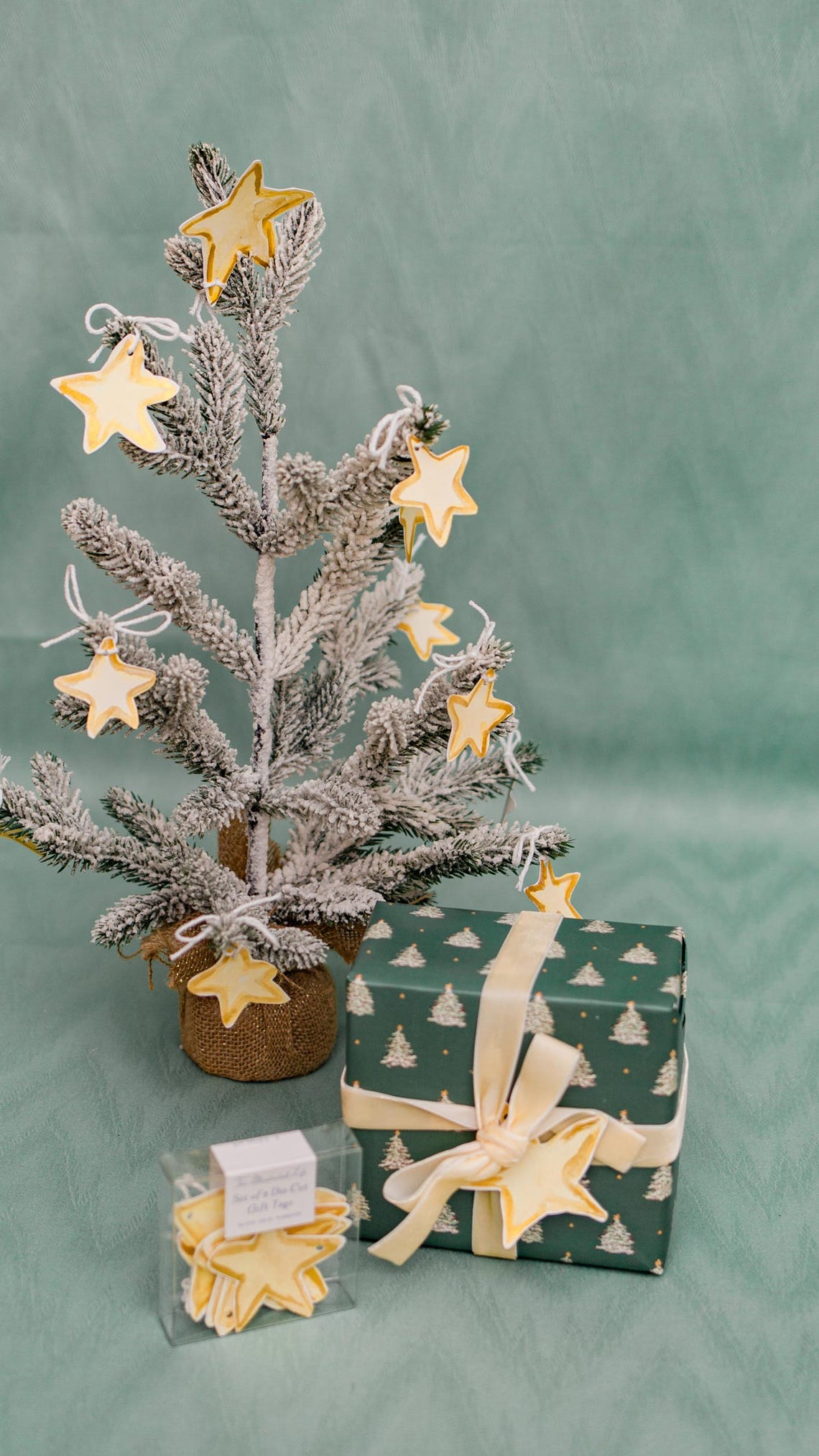 Christmas Wrapping Paper Sheets - Pine Tree Block Print, Stars Block ...