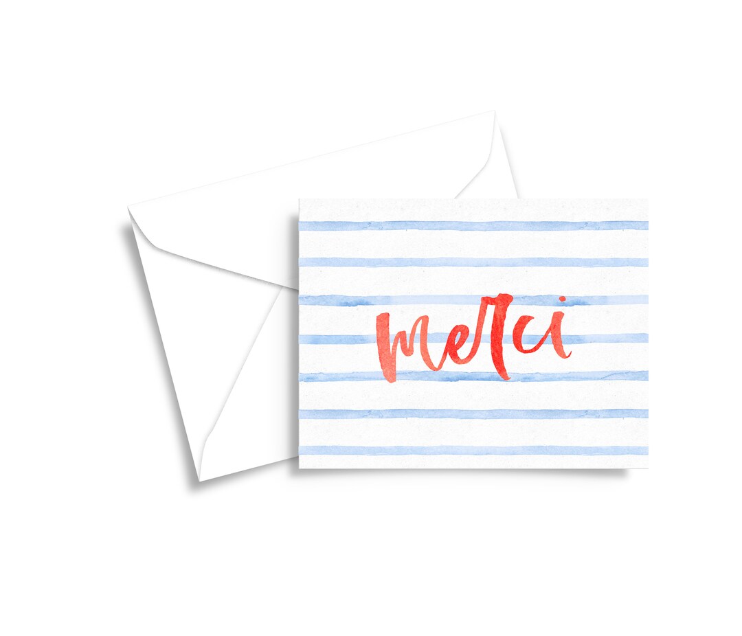 Merci Preppy Parisian Notecards - Etsy