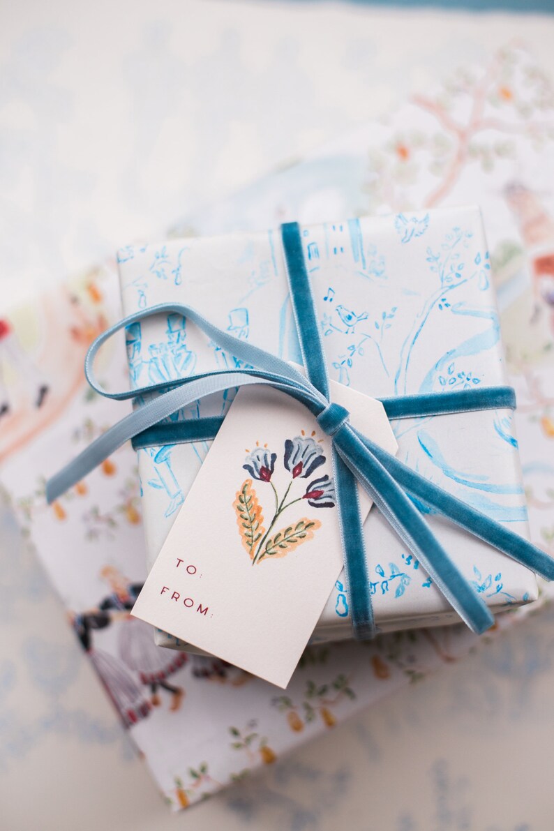 Deluxe Gift Tags With Ribbon - Block Print Gift Tags, Christmas Gift ...