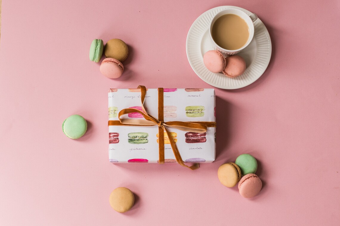 Wrapping Paper Macarons Wrapping Paper Macaron Flavors | Etsy