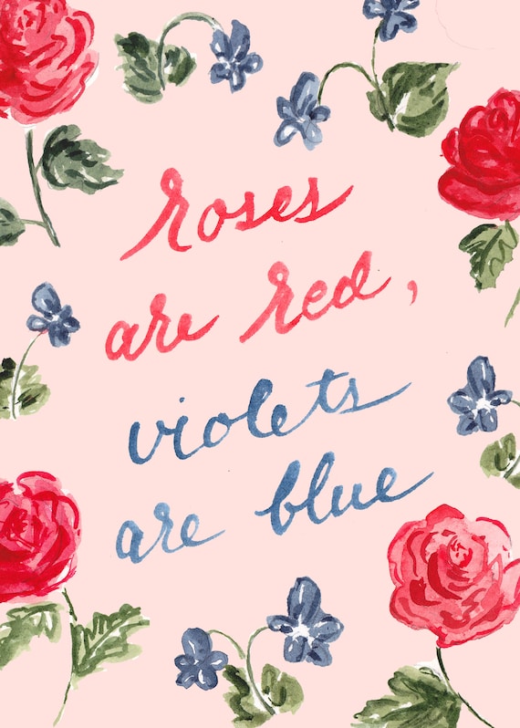 Valentine Card Violets and Roses Roses Are Red Violets Are - Etsy