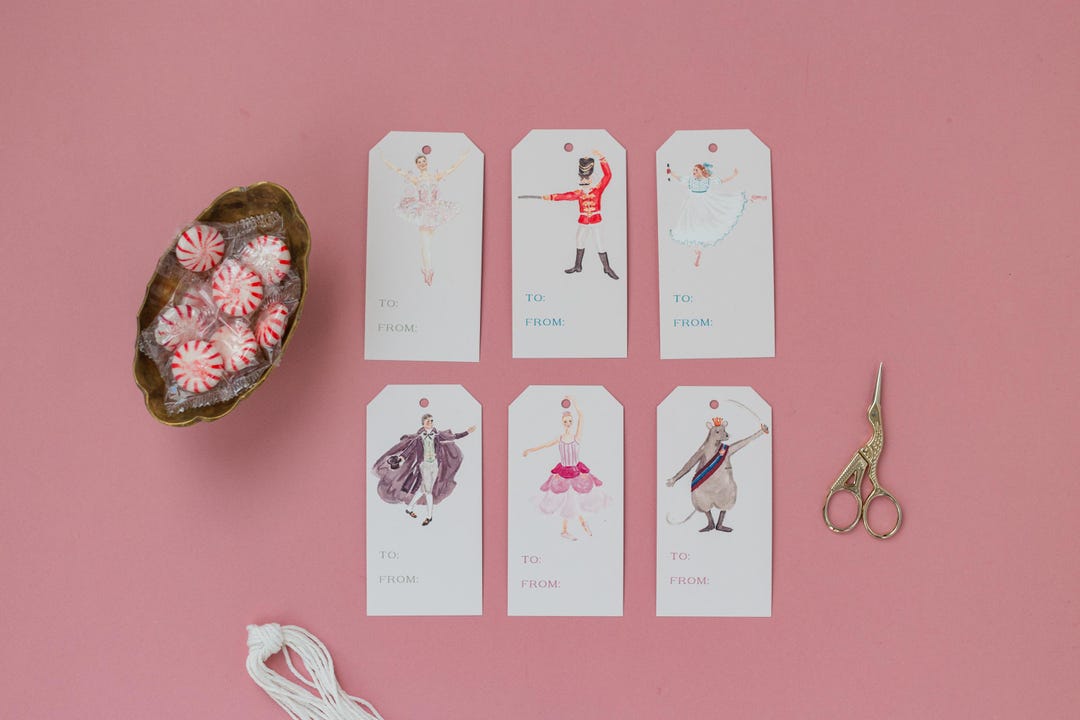 Set of 12 Assorted Gift Tags - Nutcracker Ballet Christmas Tags, Sugar ...