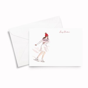 Christmas Personalized Stationery - Ice Skating Girl, Flat Christmas ...