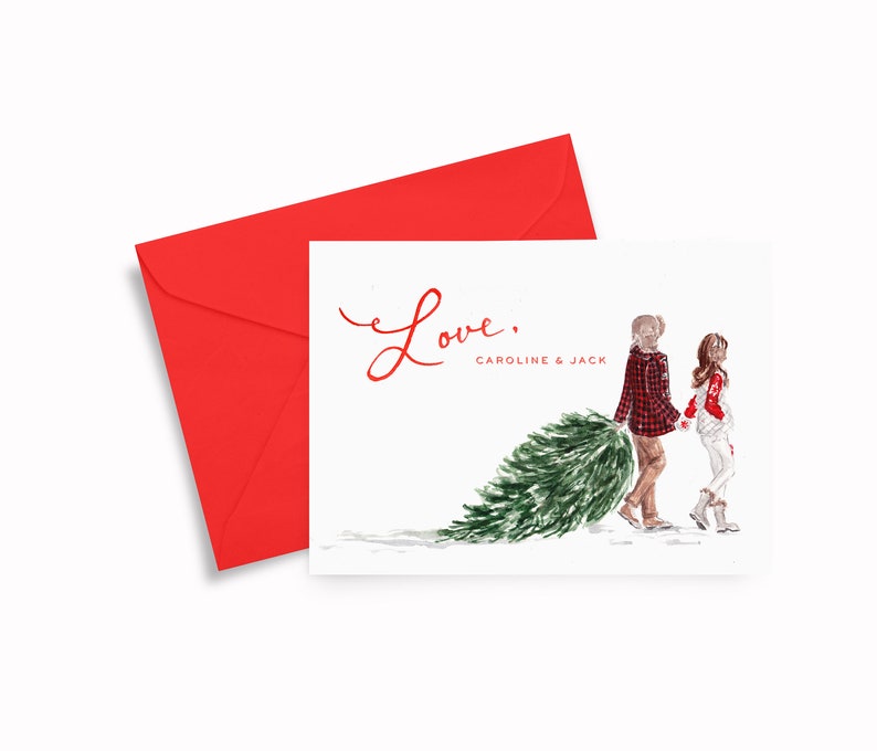 Couple Christmas Card - Christmas Tree Hunting, Personalized Flat ...