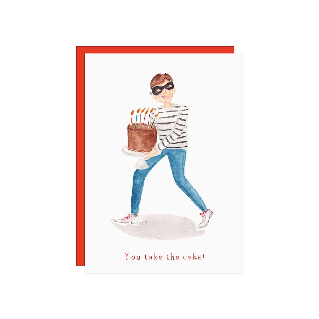 Cake Burglar Birthday Card - Cute Kids Birthday Card, Cake Card, Cake ...