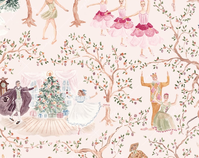 Christmas Wrapping Paper - Nutcracker Toile, Multicolor Toile, Holiday ...